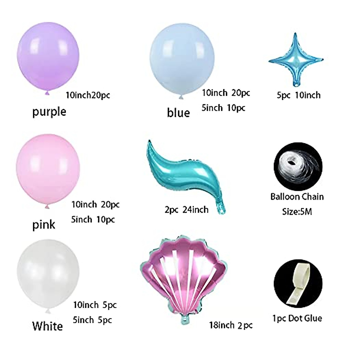 DUILE Mermaid Balloon Garland Kit Mermaid Tail Balloons Arch for Girl Mermaid Birthday Party Decorations Mermaid Balloons Baby Shower Party Supplies