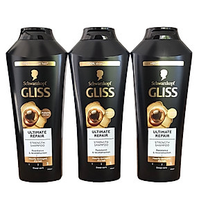 GLISS Hair Repair Shampoo, Ultimate Repair for Heavily Damaged Hair, 13.6 Ounces (Pack of 3)