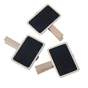 40Pcs 2.36 x 1.58 Inch Wood Mini Chalkboard Clips Wooden Blackboard Clips Photo Price Chalk Board Message Board Tag Signs with Pegs for Memo,Note Taking,Food Label,Wedding Table Number Place Card