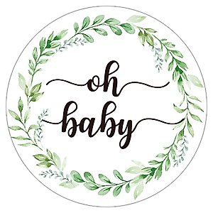 50 Pcs Greenery Baby Shower Thank You Labels, 2 Inch Oh Baby Stickers, Baby Gender Neutral Stickers, Baby Shower Favor Stickers, Thank You Stickers.