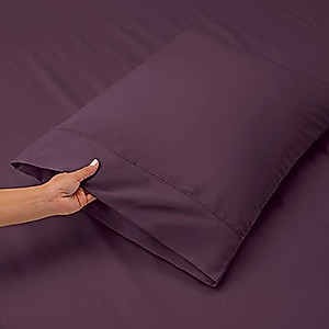 Nestl Extra Deep Pocket Bed Sheet Set – 6-Piece Hotel Bed Sheet Set Deep Pocket Bed Sheets 18-24 Inch Deep Pockets – Fitted Sheet, Flat Sheet and 4 Pillowcases – King – Eggplant Purple