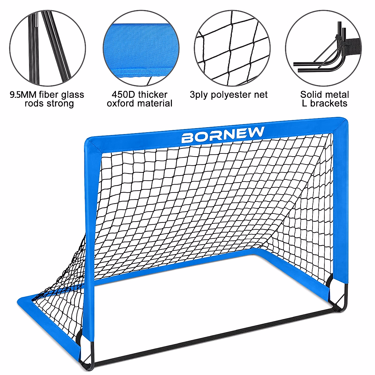 Kids Soccer Goal for Backyard Set - 2 Set 4X3 ft Toddler Soccer Nets Training Equipment, Soccer Ball, Pop Up Portable Soccer Set for Kids and Youth Games and Training Goals