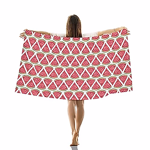 Gyapuk 2023 Watermelon Print,Beach Towel Oversized,Watermelons Slice in Watercolors,Absorbent Microfiber Beach Towel for Men Women,Pink White,30x60in