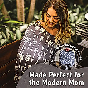 Baby Leaf Covers - Stretchy Multi Use Infant Car Seat and Stroller Canopy with Double Zipper, Breathable Nursing Poncho and Breastfeeding Scarf, Arrows