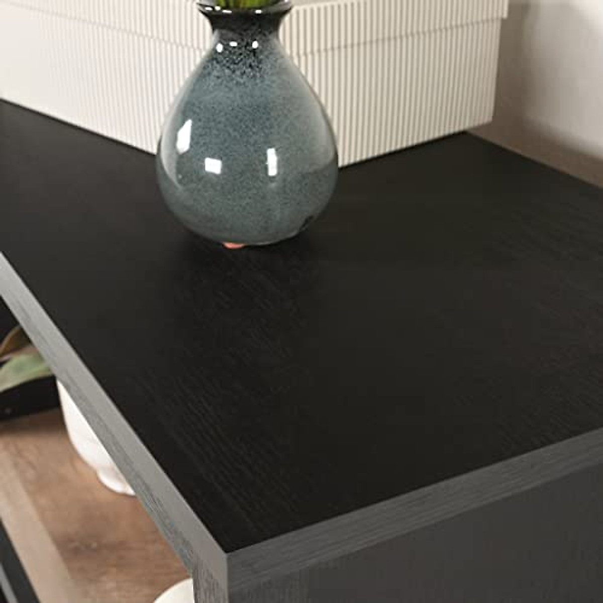 Sauder Cottage Road Library with Doors, L: 29.29" x W: 13.98" x H: 71.50", Raven Oak Finish