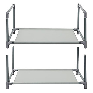 Juvale 2 Pack Gray 4-Tier Narrow Shoe Rack for Entryway, Metal Free Standing Shelf Organizer for Closet (17 x 11 x 30 In)