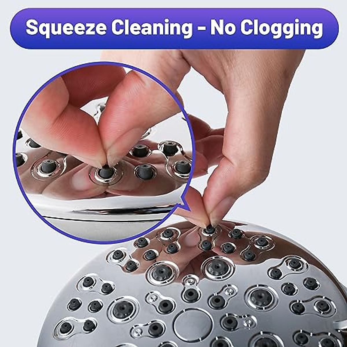 High Pressure Shower Head with Handheld - 6 Spray Settings Water Saving Bathroom Shower Head with 59" Long Hose and Adjustable Brass Joint Holder- The Perfect Removable Shower Head for Bathroom…