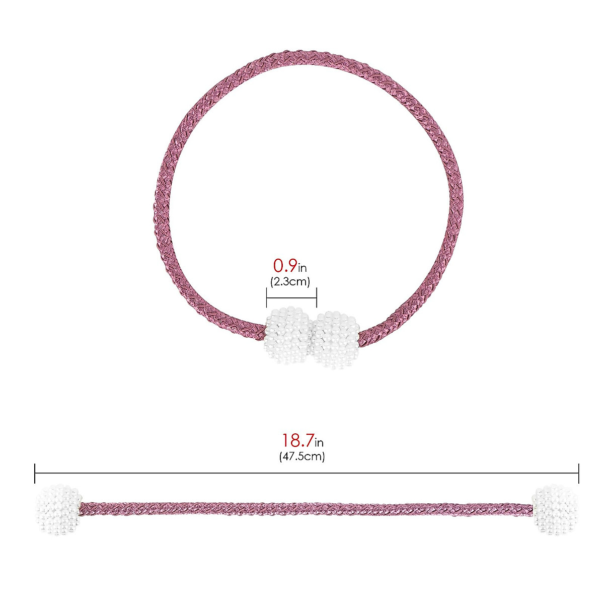 SHIDOW Curtain Tiebacks, Magnetic Curtain Ties, Pearl Curtain Tie, Curtain Tieback Buckle, for Living Rooms, Bedrooms, Kitchens, Restaurants, Bathrooms, Homes, and Offices（6 Pack (Purple)