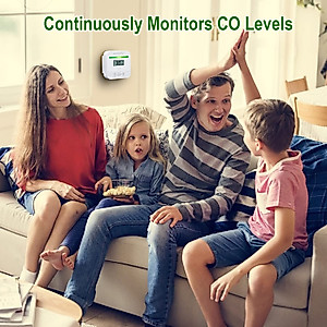 Carbon Monoxide Detectors, Portable CO Alarm Detector Device with LCD Digital Display for Travel Home, Carbon Monoxide Alarm with Electrochemical Sensor, Battery Powered