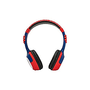 eKids Spiderman Kids Bluetooth Headphones, Wireless Headphones with Microphone Includes Aux Cord, Volume Reduced Kids Foldable Headphones for School, Home, or Travel