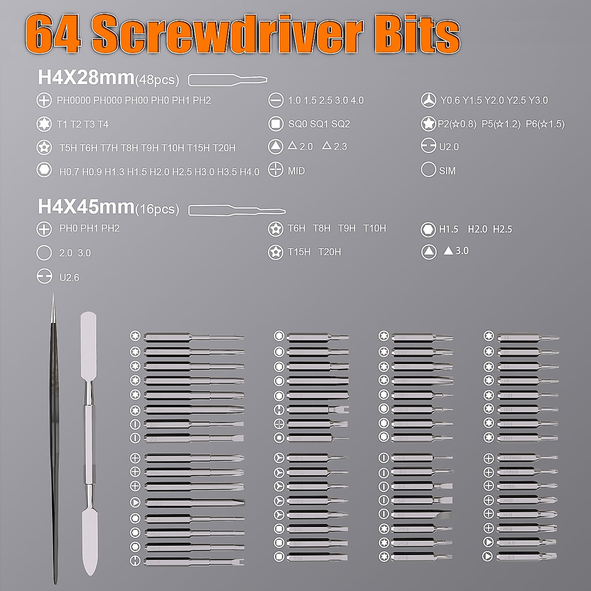 KUNLUN 68-in-1 Mini Electric Screwdriver Set, Small Electric Screwdriver Cordless with 64 Magnetic Bits, 5 Torque Settings, 4 LED Lights Power Screwdriver Repair Tool Kit for Phone Camera Laptop Watch