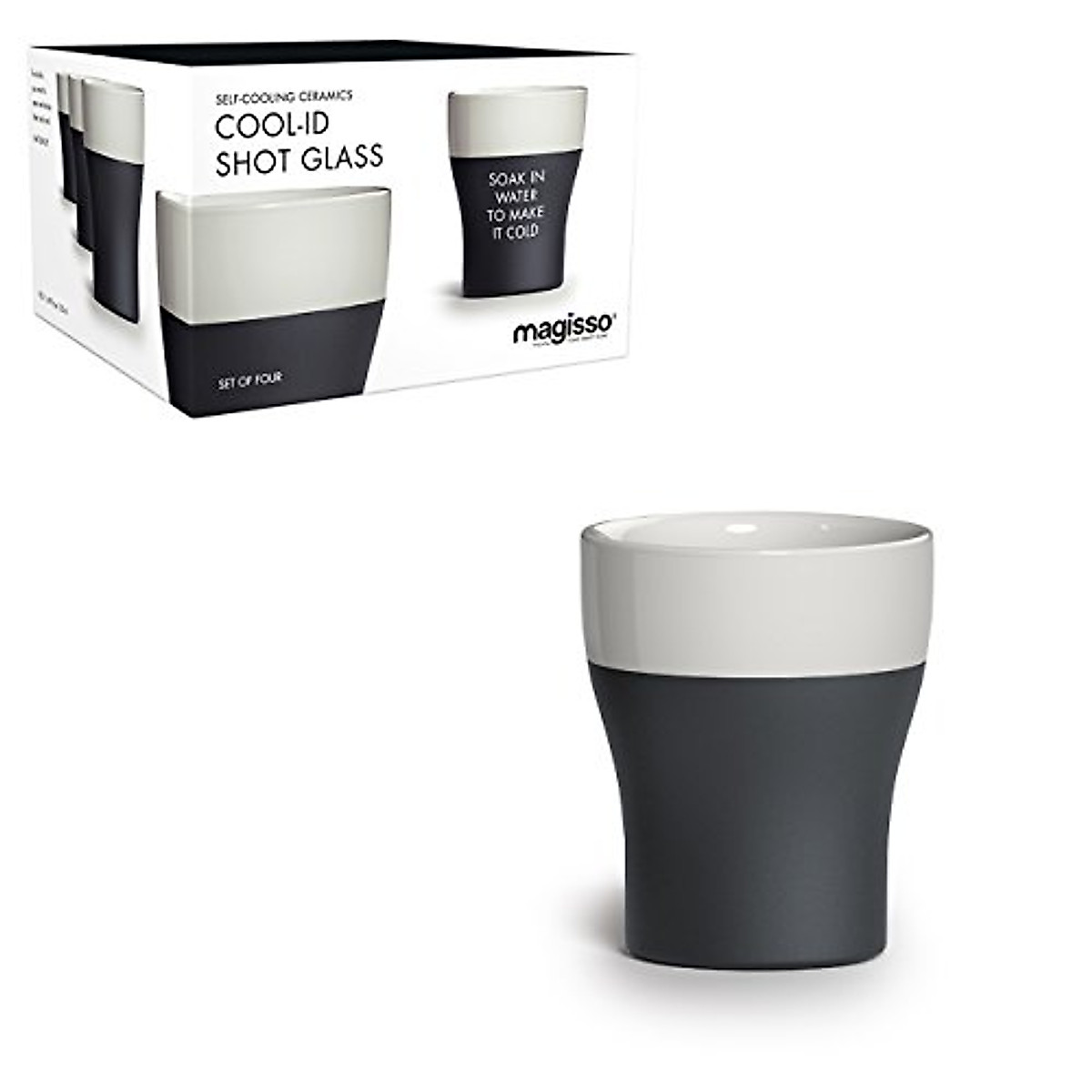 Magisso Line Shot Glass, Black/White