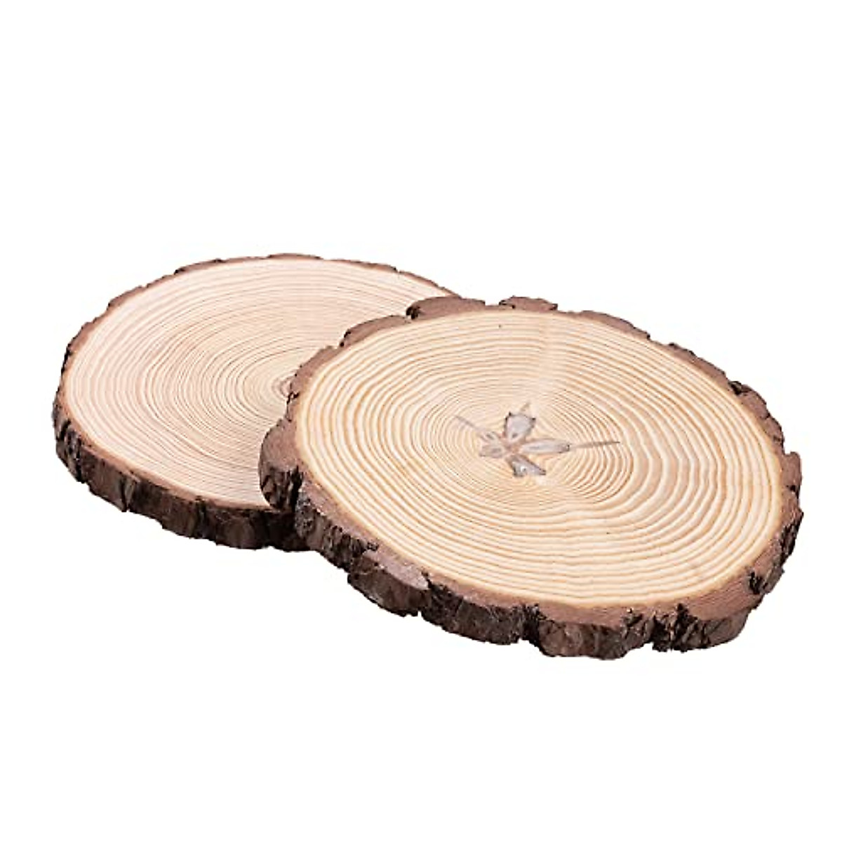 Royal Imports Round Wood Slices Discs, 9"-11" Large, Natural Unfinished Wooden Tree Bark Slabs for DIY Arts & Crafts, Rustic Table Centerpiece, Chargers, Trays, Wedding Decoration, 2 pack
