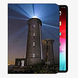 Wugao iPad Pro 12.9 Case 5th/4th/3rd Generation Case 2021 2020 2018 PU Leather with Pencil Holder,Rock Lighthouse Height Stranded Auto Wake/Sleep Feature Standing Cover