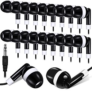 Konohan 100 Pack Bulk Earbuds for Classroom, Student Basic Headphones in Ear for Kids Schools Libraries Laptop, 3.5 MM Earbuds Dot Headphones, Individually Bagged(Black)