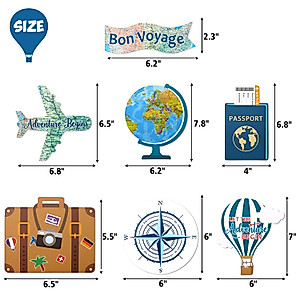 52 PCS Travel Themed Party Decorations Set Let the Adventure Begin Banner Centerpieces Sticks Hanging Swirls for Bon Voyage Retirement Farewell Party World Awaits Birthday Baby Shower Decor Supplie