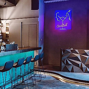 Cocktails Neon Signs Beer Bar Man Cave Club Bedroom LED Dimmable Neon bar Sign for wall décor. Neon Lights sign with Switch, Bar Signs for Home Bar, Bistro, Party, Club, Door (English)