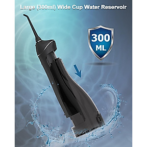 Nicwell Water Dental Flosser Pick for Teeth: 4 Modes 300ml Cordless Portable Rechargeable Oral Irrigator IPX7 Waterproof Cleaner Pik Deep Cleaning Flossing Pic Machine for Home Travel