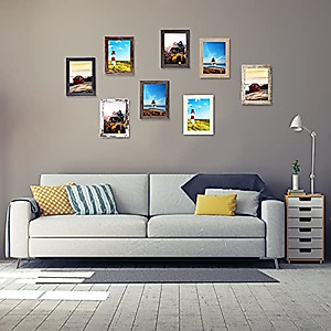 4x6 Picture Frames Set of 8, Rustic Picture Frames Multi Wood Pattern, HD Plastic Cover (Plexiglass) Display Photos 4x6 inch,Vertical and Horizontal Formats for Wall Hanging and Tabletop Display,Perfect for Rustic Home & Office Decor