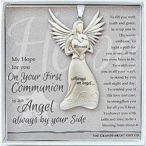 Boxed Angel with Sentiment: First Communion Gift for Granddaughter, Grandson, Godson, Goddaughter - First Communion Keepsake