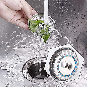 Sink Strainer Plug, Kitchen Sink Waste Strainer Plug, Stainless Steel Strainer Plug for Kitchen Bathroom Sink Diameter 80mm-2PCS