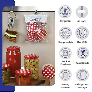 SARKAP Twist Off Canning Lids – 82mm Reusable Canning Lids Set of 10 Ideal for Glass Jars – Not Compatible With Mason Jars, Stainless Metal Canning Jar Lids, Twist off Lug Caps (Red)