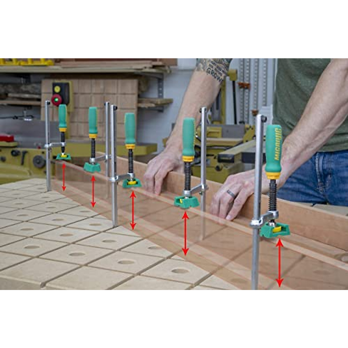 MICROJIG Matchfit DVC-850AP 2-In1, Track And In-Line Dovetail Clamp, Green