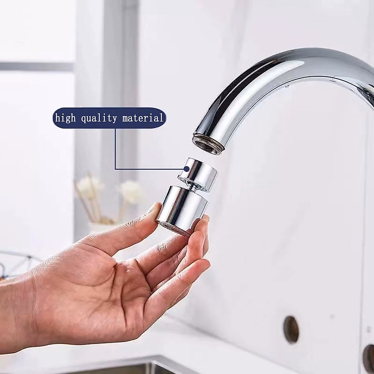 2 Pcs Faucet Aerator, Swivel Kitchen Sink Faucet Aerator, 50° Angle Twist, Dual-function 2-Flow Sprayer Faucet Head, Sink Attachement, Faucet Replacement Part 55/64'' Female Thread, Chrome