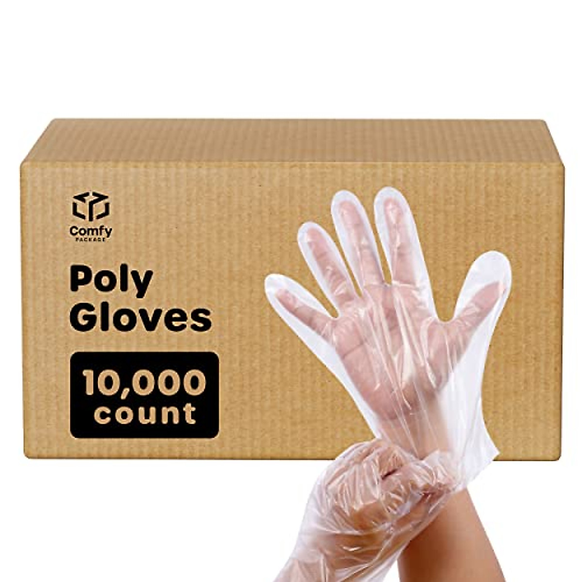Comfy Package [Bulk Case of 20/500 Count] Disposable Poly Plastic Gloves for Cooking, Food Prep and Food Service | Latex & Powder Free - One Size Fits Most