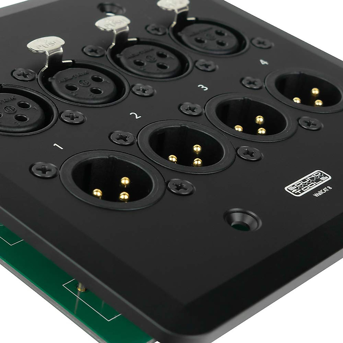 WallCAT 8 - Analog, AES3, DMX and intercom 4 Channel Wall Plate NO Solder Required (Black)
