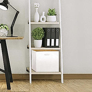 Ginsey Home Solutions Home+Solutions Plastic and Bamboo White Large Crystal Bin - Multipurpose Storage Container (81534)