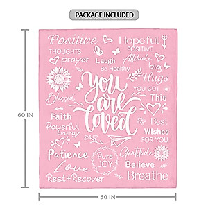 Get Well Soon Gifts for Women Blanket Gifts for Cancer Patients Women 50"X60" Hugs Blanket Healing Blanket Gifts for Women Inspirational Blanket Breast Cancer Blankets Gifts with Positive Energy