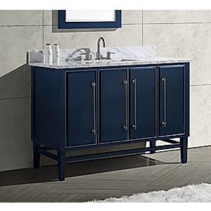 Avanity White 48-Inch Mason Bath Vanity Cabinet with Silver Trim