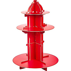 Yexiya Fire Hydrant Cupcake Holder 3 Tier Fire Hydrant Cupcake Stand Firefighter Theme Cupcake Holder Stand Fire Truck Birthday Party Supplies Fire Hydrant Party Decor for Fire Party Decorations