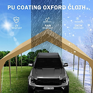 12'x20' Heavy Duty Carport Portable Garage Waterproof UV Protected Car Canopy for Cars, Boats and Storage (Earthy Yellow)