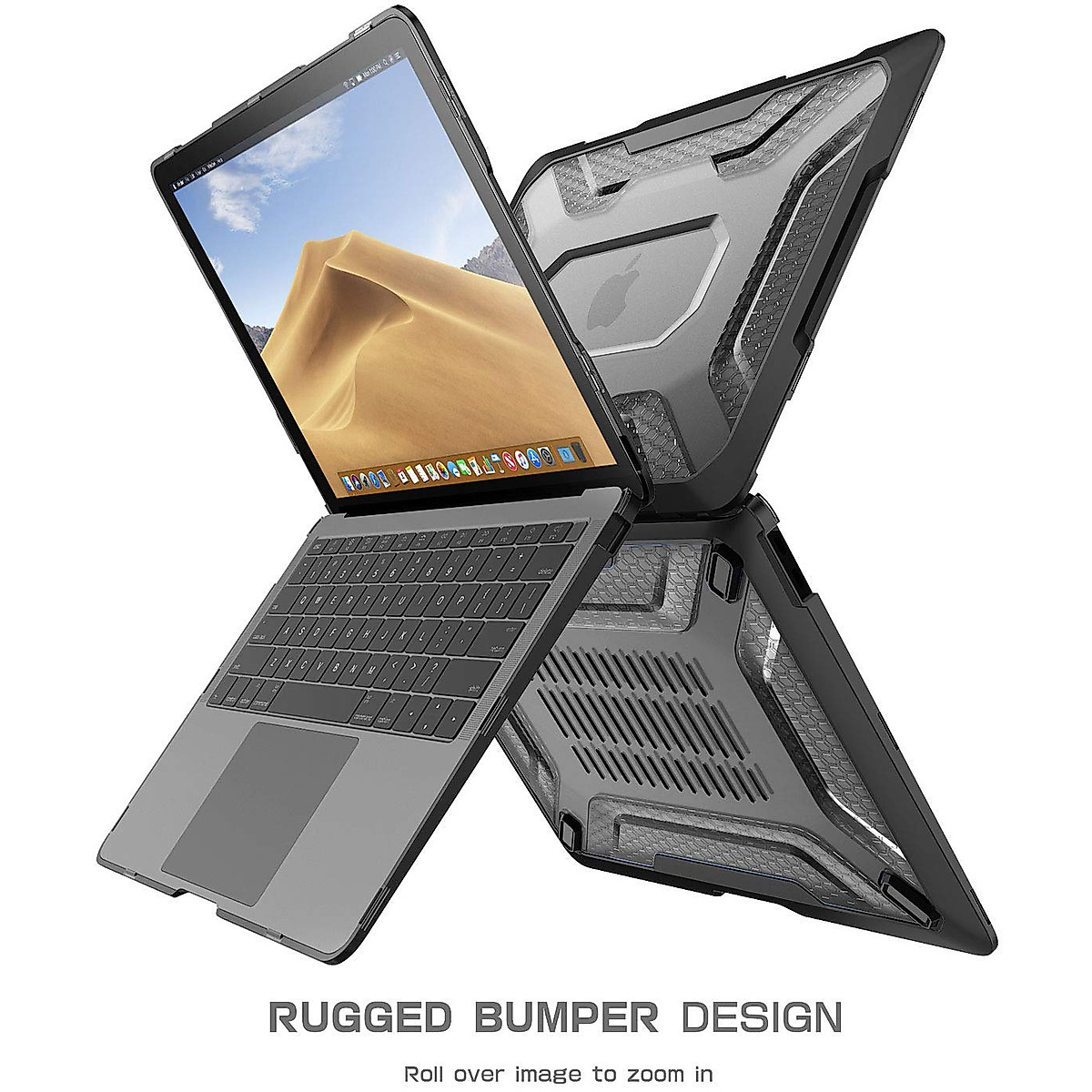 SUPCASE [Unicorn Beetle Series] Case for MacBook Air 13 Inch A1932 / A2179 / A2337 M1, Rubberized TPU Bumper Protective Cover for MacBook Air 13 Inch with Touch ID and Retina Display (Black/Frost)