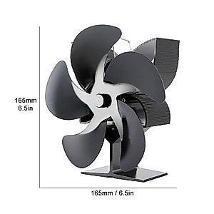 Saycker 5-Blade Fire Fans Heat Powered Stove Fan for Fireplace Wood/Log Burner/Fireplace Increased Efficiency(Black)