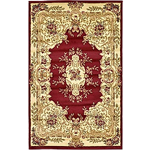 Unique Loom Versailles Collection Traditional Classic Medallion Motif Area Rug (3' 3 x 5' 3 Rectangular, Burgundy/ Ivory)