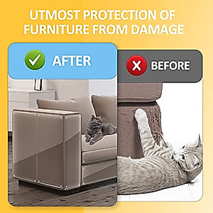 Uross Cat Scratch Furniture Protector - 12 Pack Couch Corner Sofa Protector for Cats, Anti Scratch Cat Furniture Protector, 8PCS 17" x 12" + 4 PCS 17" x 6" Cat Scratch Guards Deterrent for Furniture