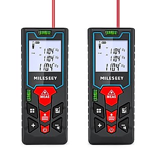 MiLESEEY Laser Measure, 131/328ft Laser Tape Measure with 2 Bubble Levels, Laser Distance Measure with Backlit LCD, Add/Sub, Mute Mode, Pythagorean Mode, Measuring Distance, Area & Volume