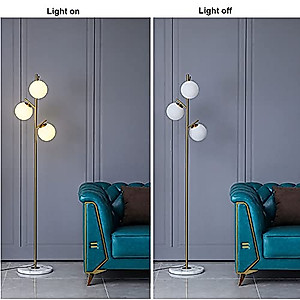 MichiDeco Floor Lamp, 3-Light Mid-Century Floor Light, Frosted Glass Globes Lamp for Bedroom or Living Room