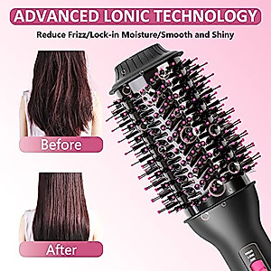 DOYOMI Enhanced Hot Air Hair Blow Dryer Brush, 3 in 1 One Step Styler Volumizer for Fast Drying, Straightening, Curling and Volumizing with Anti-frizz Ceramic Barrel Negative Ion, 55MM Oval Shape