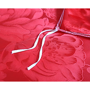 Satin Duvet Cover Queen Size, Floral Jacquard Satin Duvet Cover Set 3 Piece Luxury Silk Like Bedding Comforter Cover Set 90"x90", 2 Piece Pillowcase with Zipper Closure & Corner Ties (04,Queen)