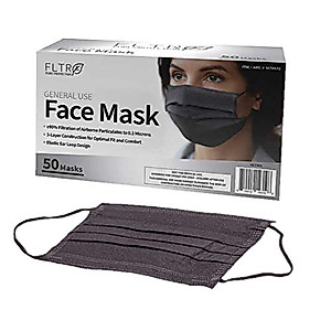 FLTR General Use Face Mask, 50 Disposable Masks (50, Black)