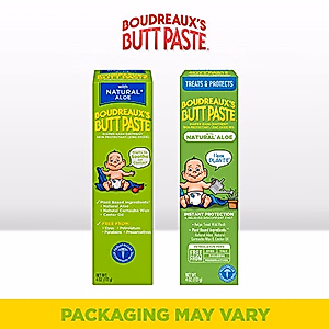 Boudreaux's Butt Paste with Natural* Aloe Diaper Rash Cream, Ointment for Baby, 4 oz Tube