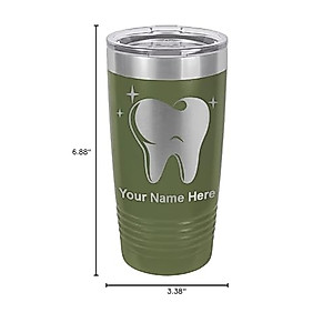 LaserGram 20oz Vacuum Insulated Tumbler Mug, Tooth, Personalized Engraving Included (Camo Green)