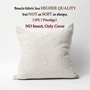 DOMVITUS Luxury Decorative Throw Pillow Cover 18 x 18 Inch Textured Boucle Square Sofa Couch Pillow for Living Room Woven Accent Cushion Case, 1PC, Ivory