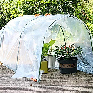 YBB 4.9 x 9.8 Feet Clear Plastic Greenhouse Film, 6 mil Thickness Premium Polyethylene Greenhouse Garden Plant Cover Sheeting, Supply 5 Years for Freeze Frost Protection UV Resistant