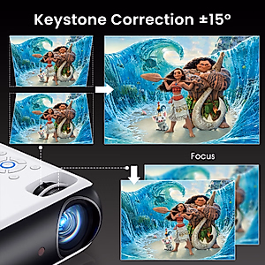 HAPPRUN Projector, Native 1080P Bluetooth Projector with 100''Screen, 9500L Portable Outdoor Movie Projector Compatible with Smartphone, HDMI,USB,AV,Fire Stick, PS5