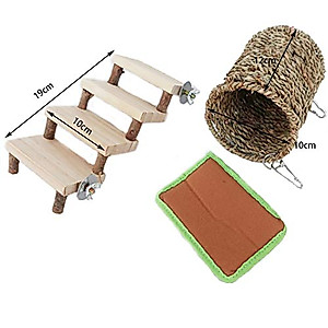 Hamster Chew Toys,Guinea Pig Wooden Molar Toys Wooden Stair and Drill Pipe Set Safe Climbing Protect Teeth Health for Golden Silk Bear Totoro Hamster Guinea Pig Gerbil Etc